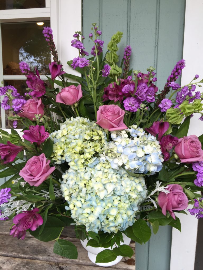 Blue Hydrangeas with Lavender Roses - Gulbankian Florist